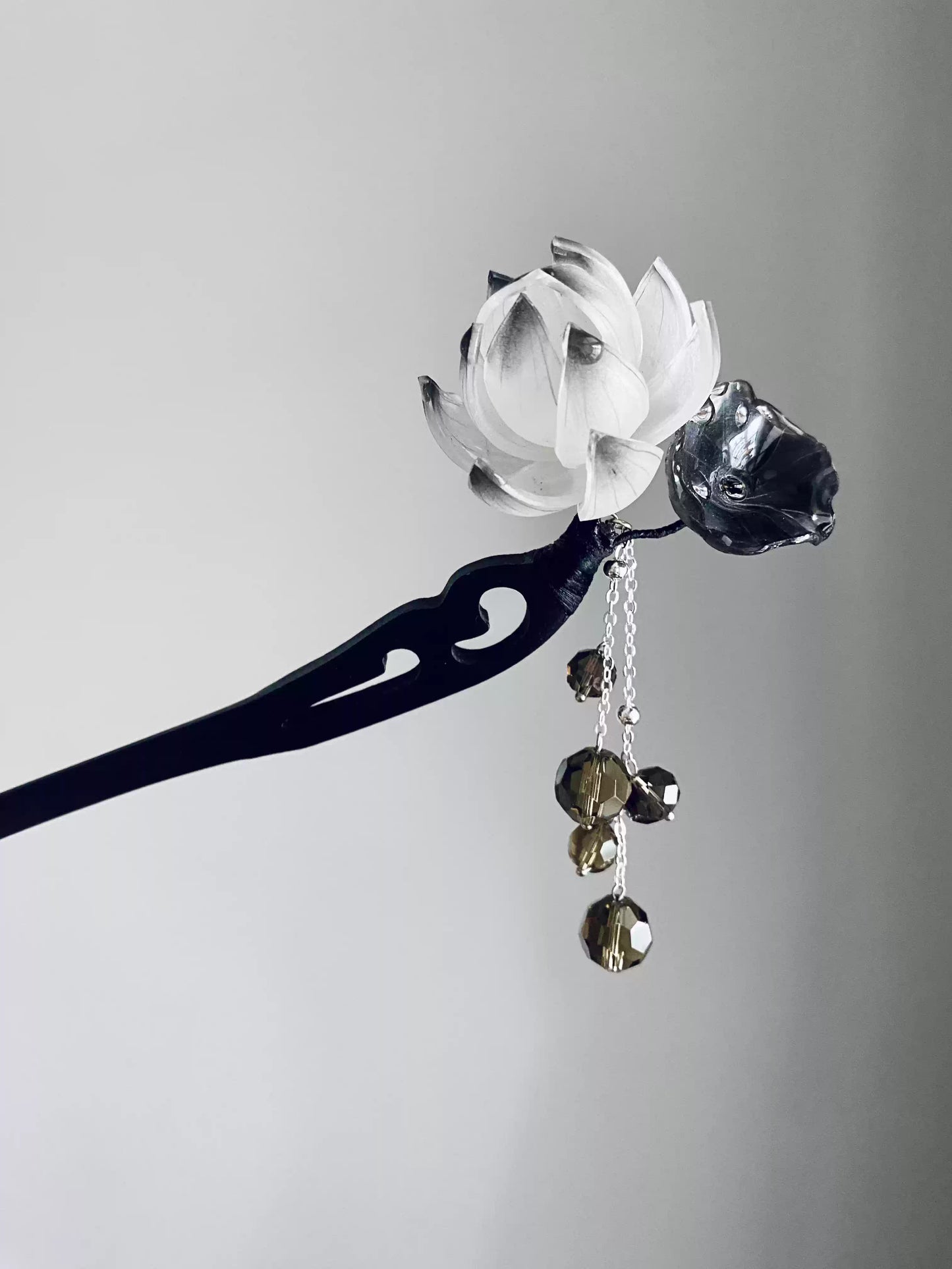 Ink Lotus Double Lotus Tassel Hairpin – Hanfu Qipao Traditional Chines ...