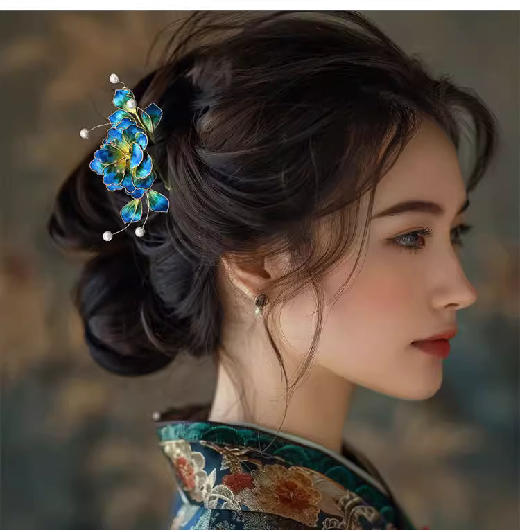 Handcrafted Velvet Flower Reverse Insert Hair Comb | Hanfu & Chinese T ...