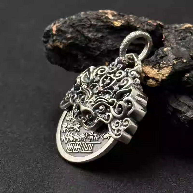 S925 Silver Pi Xiu Pendant Necklace – Rotating Coin & Bagua Feng Shui ...