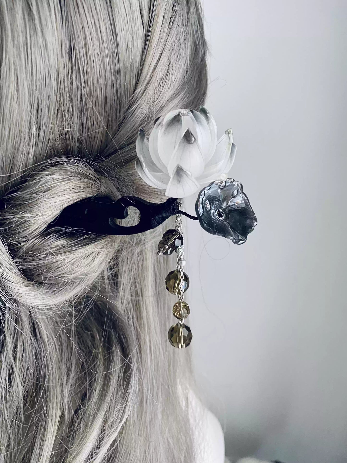 Ink Lotus Double Lotus Tassel Hairpin – Hanfu Qipao Traditional Chines ...